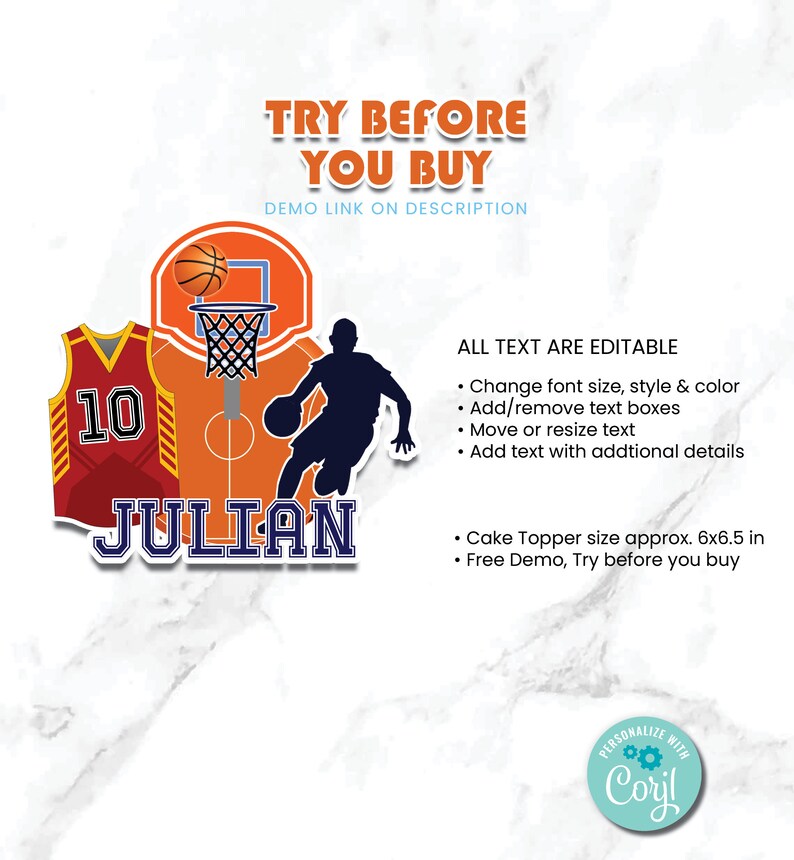 Printable Basketball Cake Topper Basketball Centerpiece - Etsy