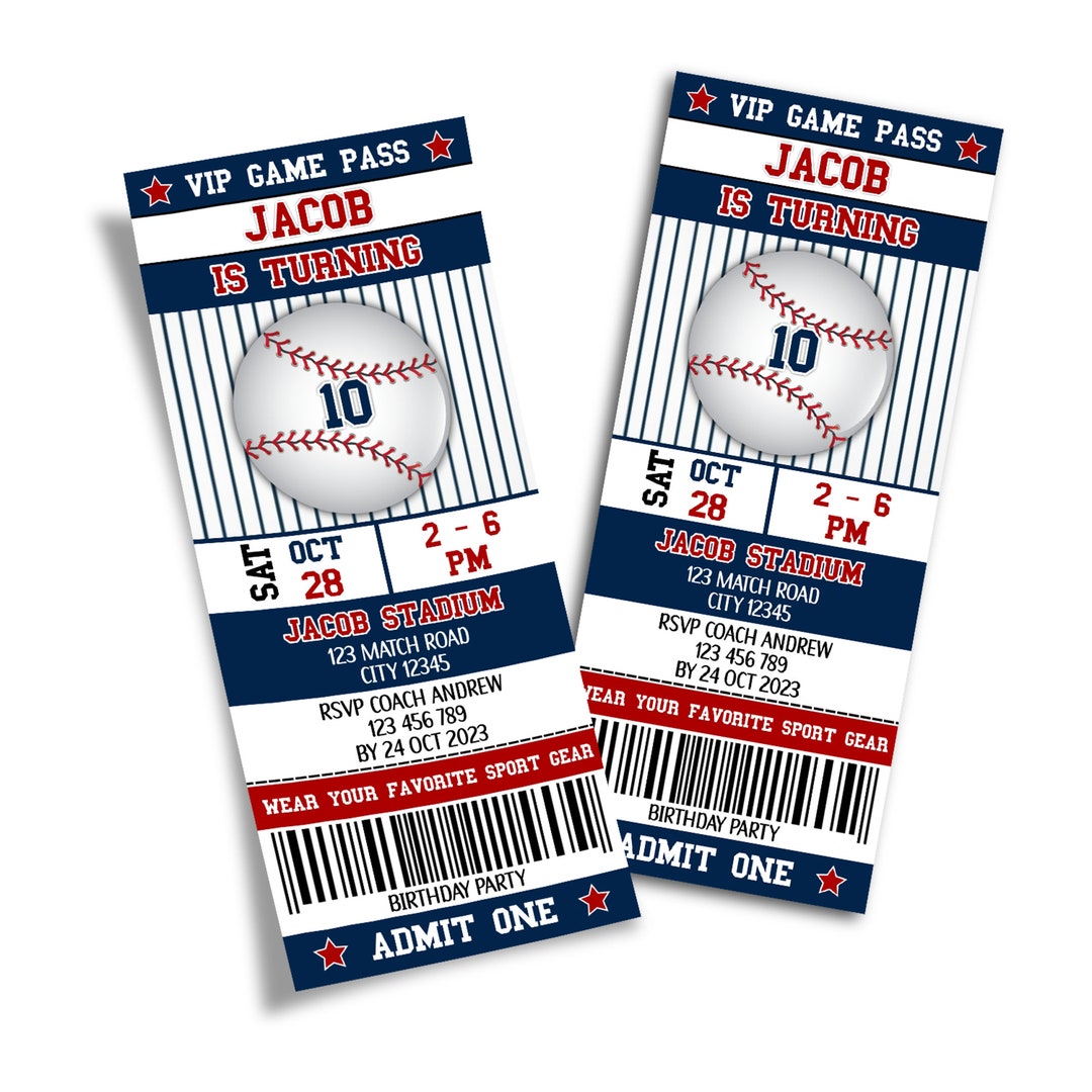 Printable Baseball Ticket Invitation | Baseball Invitation | Baseball ...