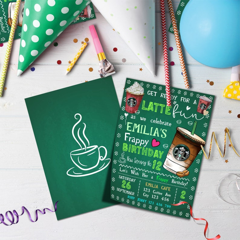 Coffee Invitation Card Digital Download Printable Cafe Birthday Party ...
