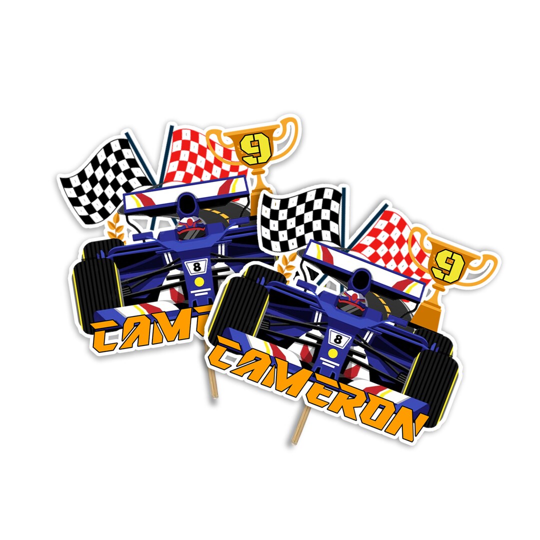 Printable Race Car Lollipop Label, Slot Racing Car Candy Label, Blue ...