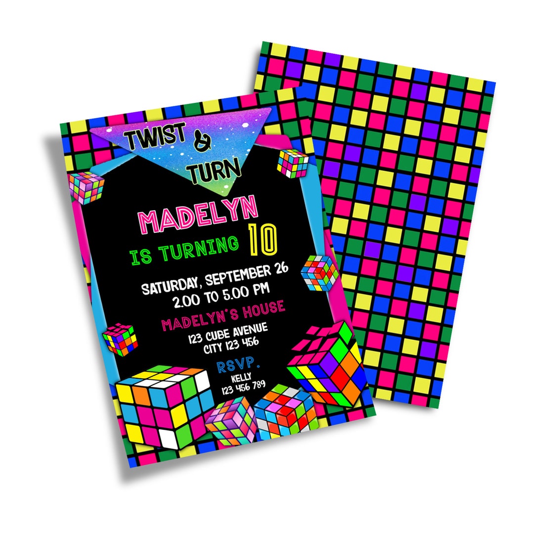 Printable Rubiks Invitation Rubiks Cube Birthday Invitations Rubik ...