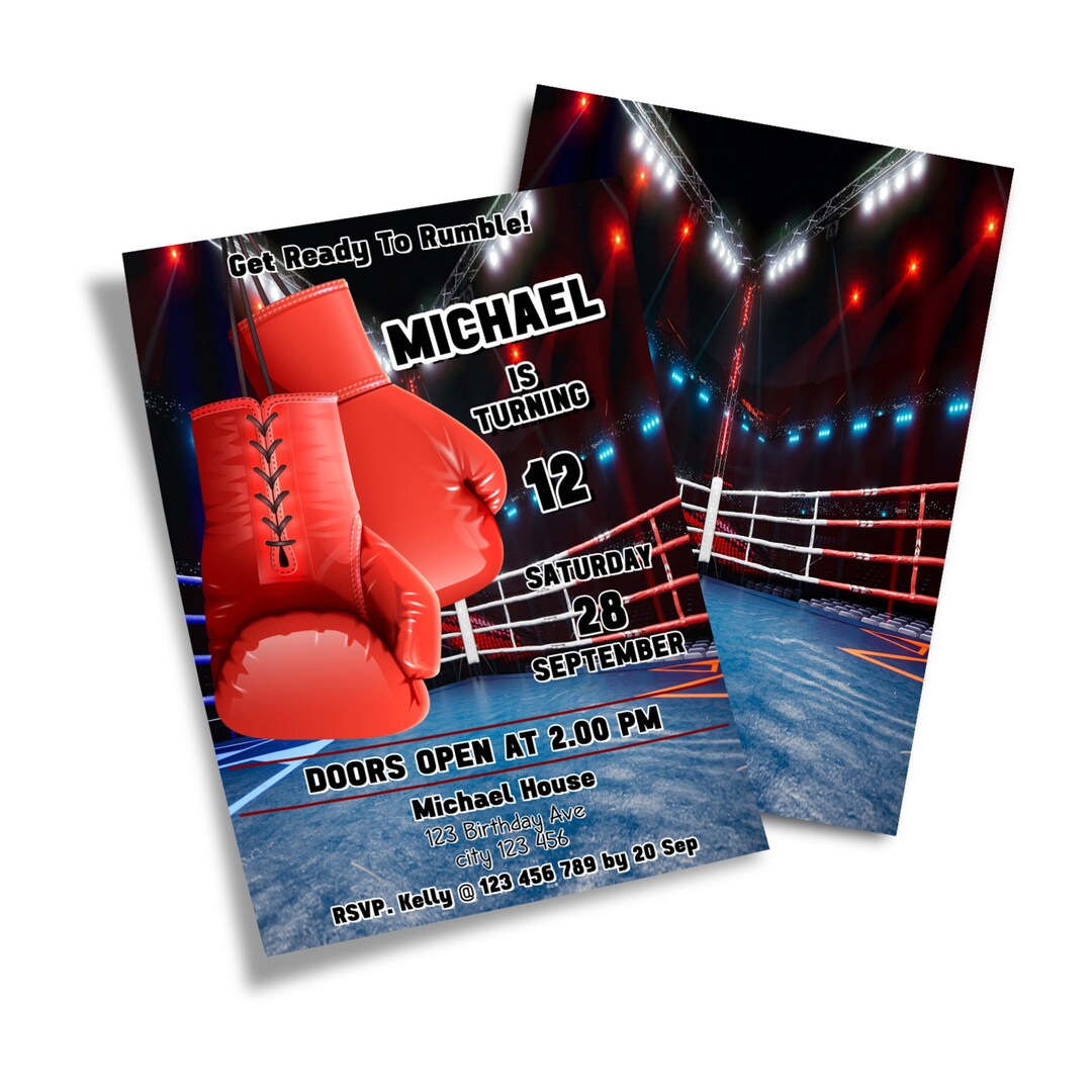Printable Boxing Themed Party Invitation | Boxing Birthday Invitation ...