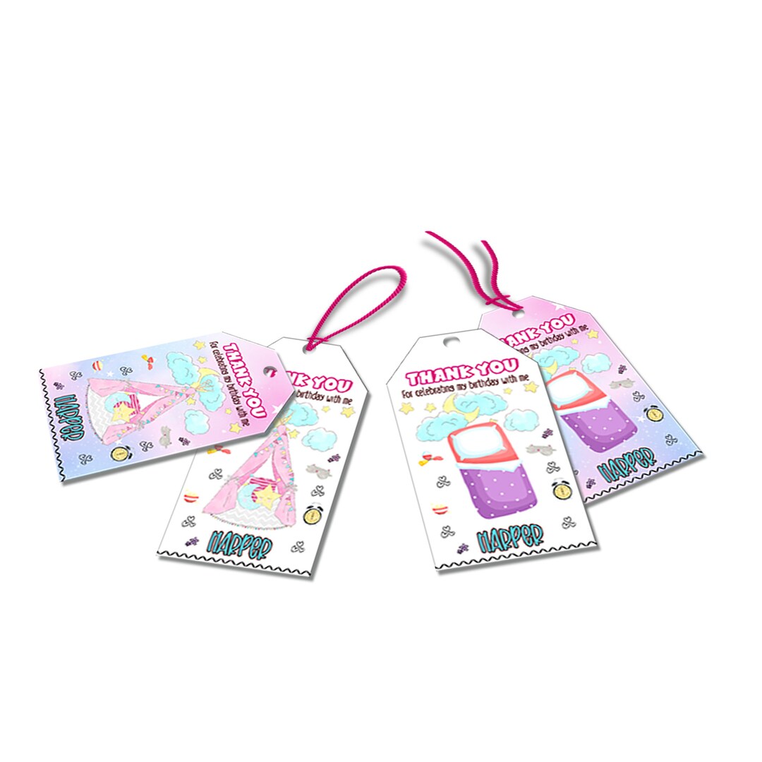 Printable Sleepover Party Favor Tags | Pajama Party Thank You Tags ...