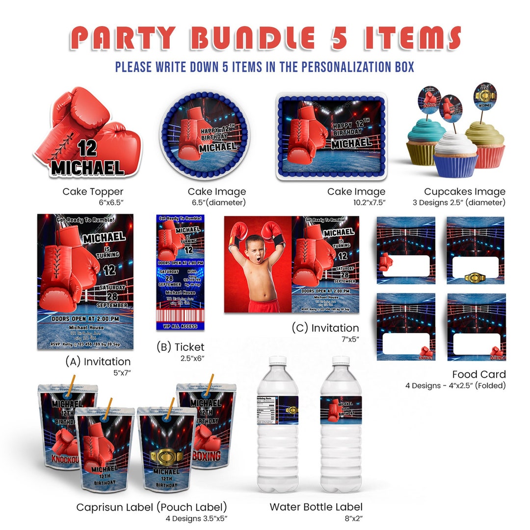 Printable Boxing Party Bundle 5 Items Boxing Party Pack Boxing Theme ...
