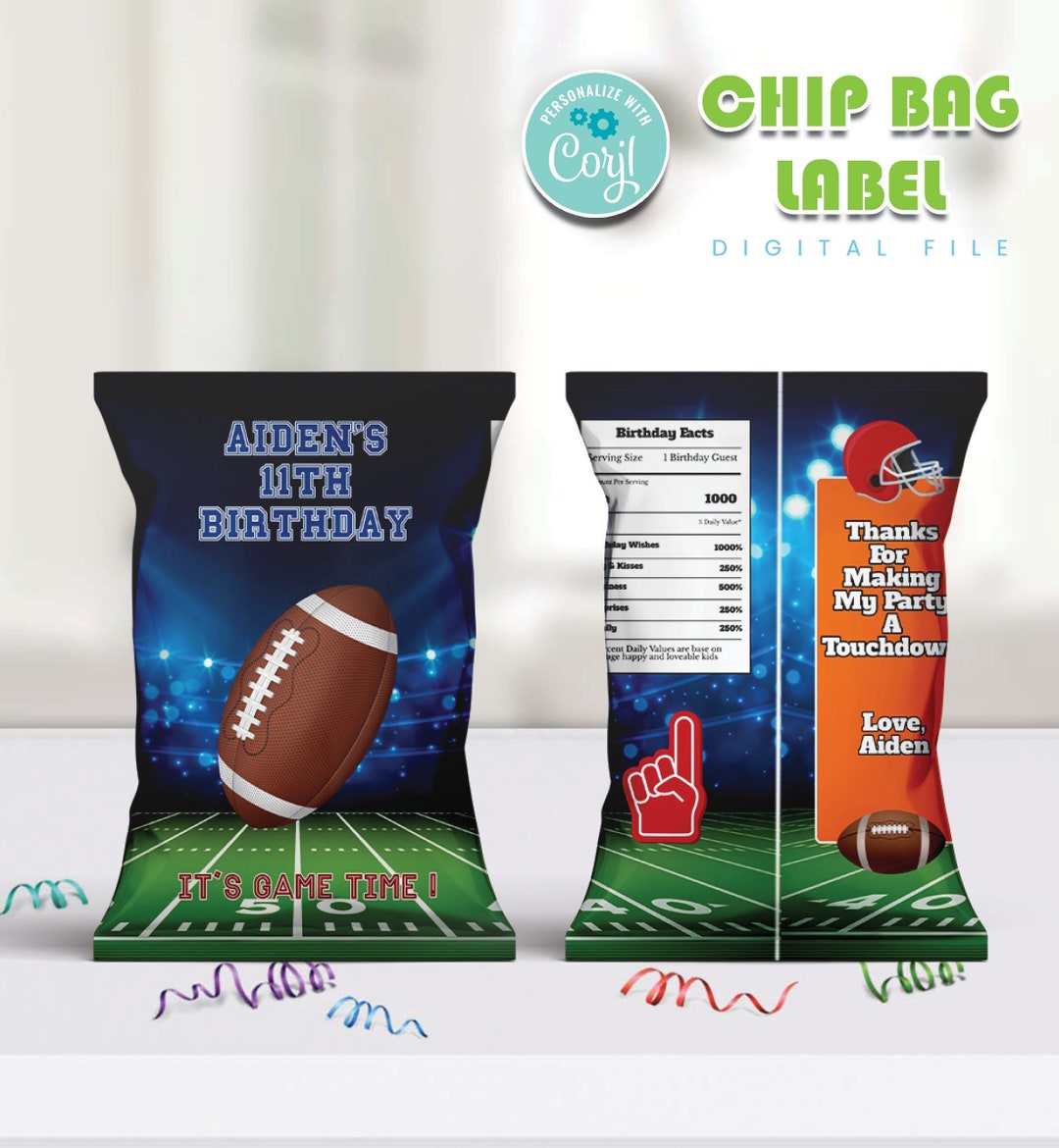 Printable Football Chips Bag Template Football Snack Wrapper Football ...