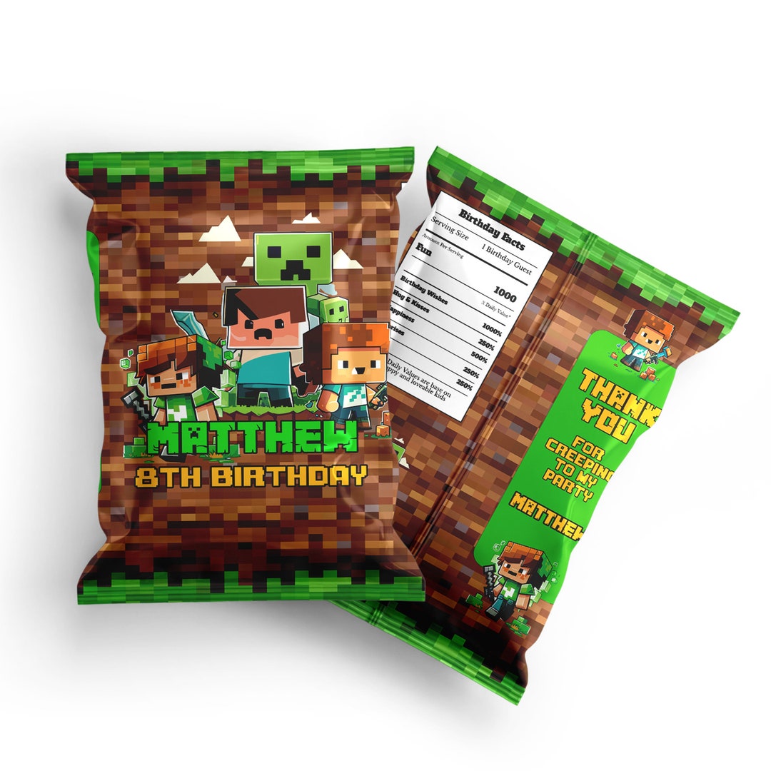 Printable Pixelated Chips Bag Label Pixel Games Chips Bag Wrapper ...