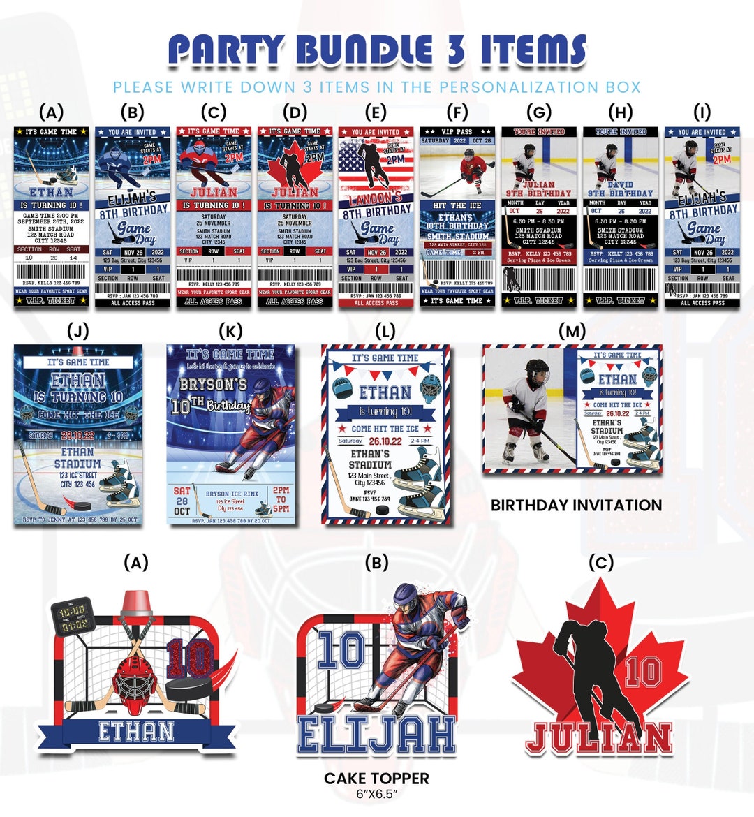 Printable Hockey Party Bundle 3 Items Hockey Birthday - Etsy