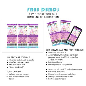 Girls Sleepover Ticket Invitation | Pajamas Birthday Invitation ...