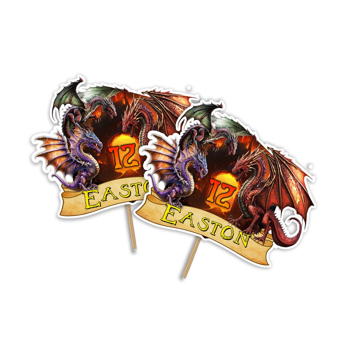 Printable Dragon Cake Topper Dragons Centerpieces Dungeon Dragon Theme ...