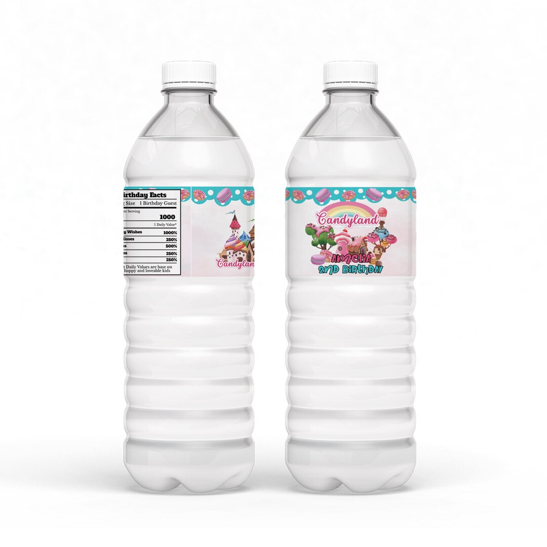 Printable Candyland Bottle Label Sweet Party Birthday Water Bottle ...