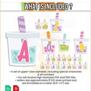Boba Alphabet PNG PDF | Bubble Tea Birthday Banner | Boba Letter ...