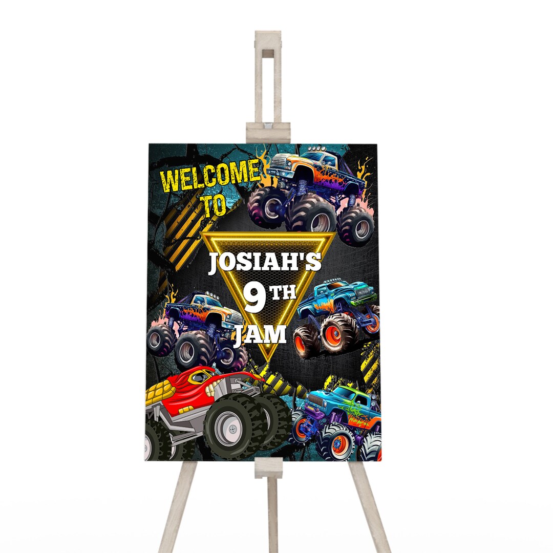 Printable Monster Truck Birthday Welcome Sign Monster Truck Birthday ...