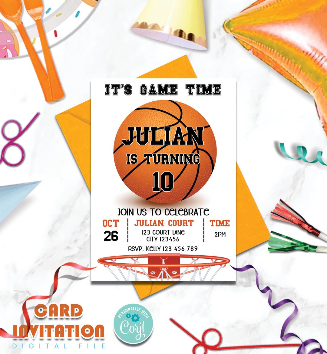 Printable Basketball Birthday Invitation Template Basketball - Etsy