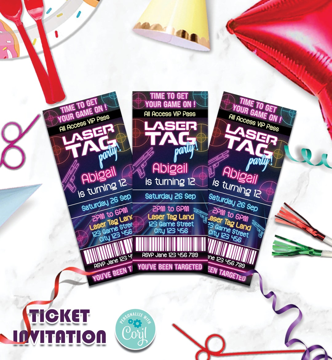 Printable Laser Tag Birthday Invitation | Laser Tag Birthday Party ...