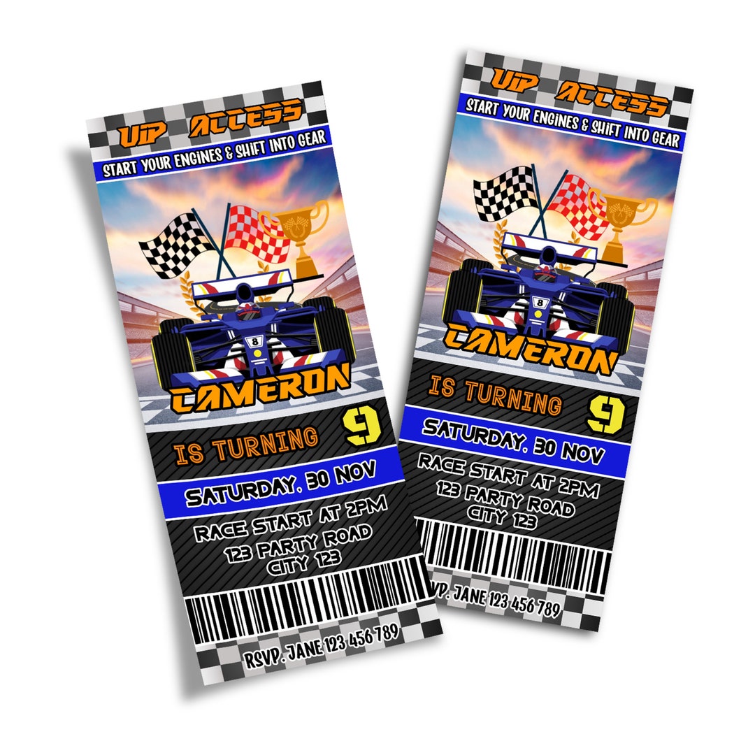DIY Race Car Ticket Invitation, Slot Racing Car Birthday Invitation ...