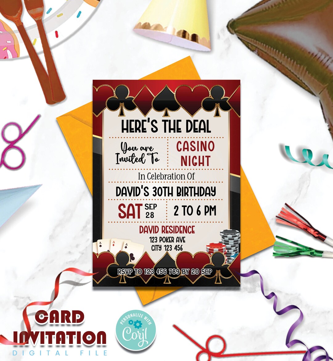 Editable Poker Party Invitation Casino Party Invitations - Etsy