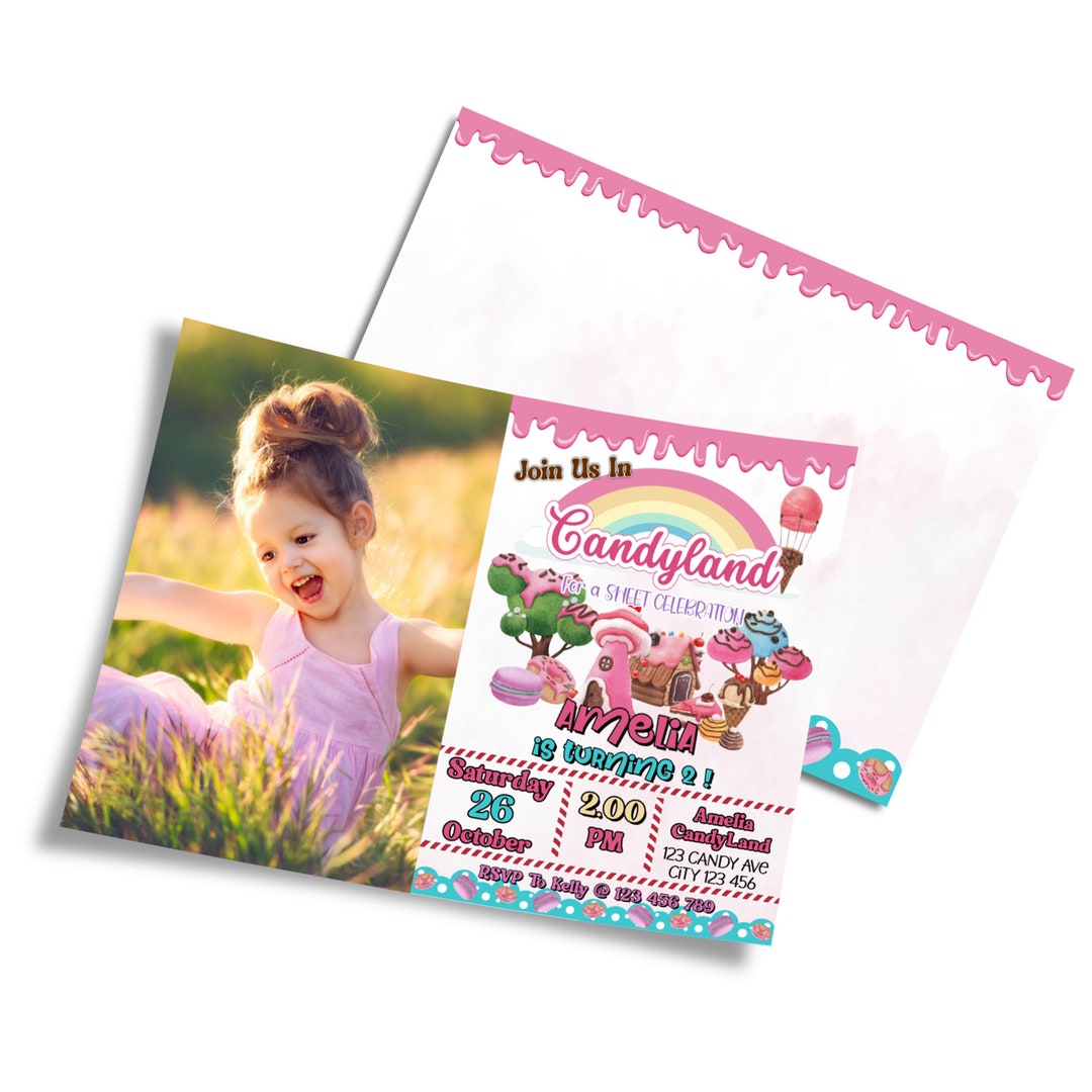 Printable Candy Land Birthday Invitation Template With Picture Sweet ...