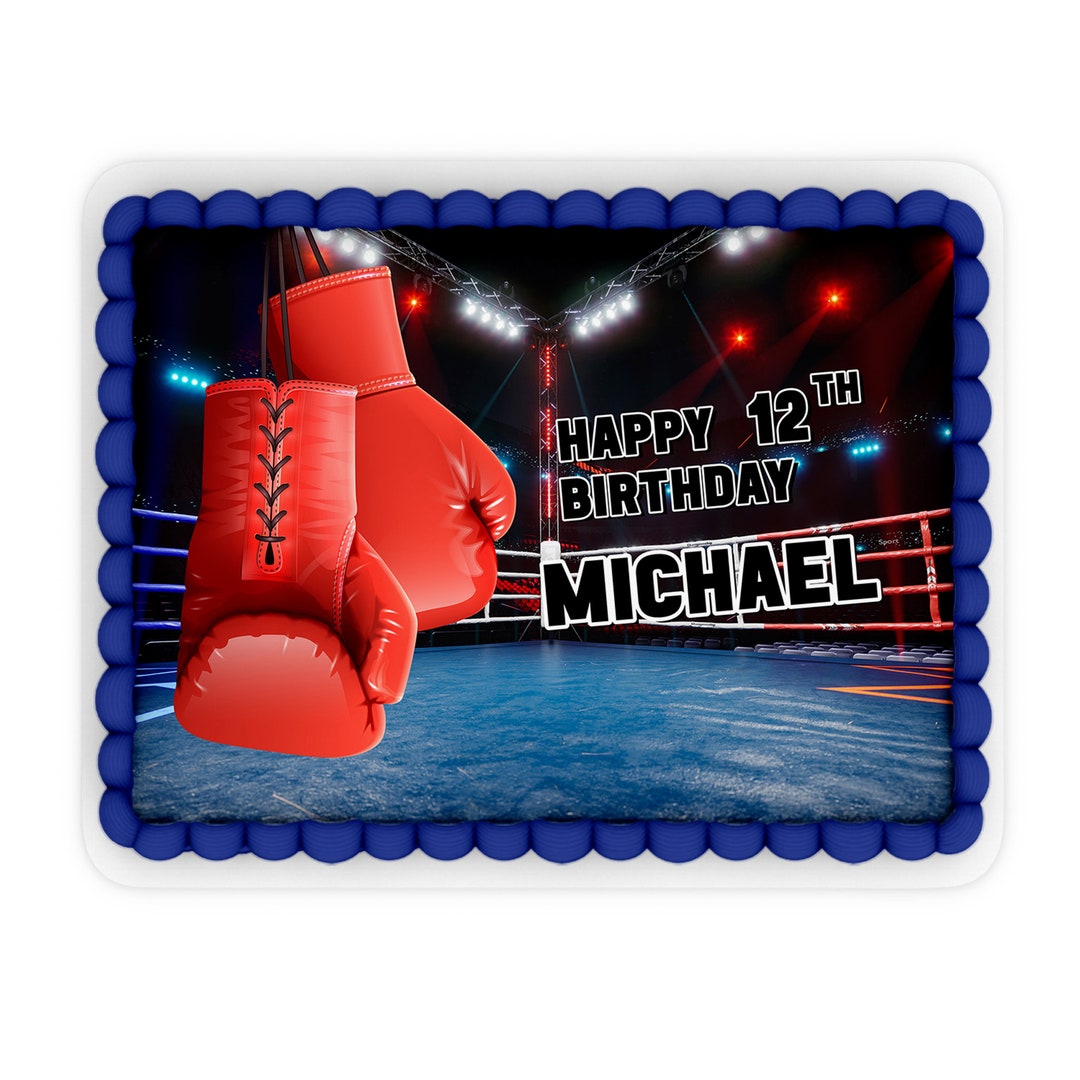 Personalized Boxing Cake Image Topper | Boxing Ring Cake Decoration ...