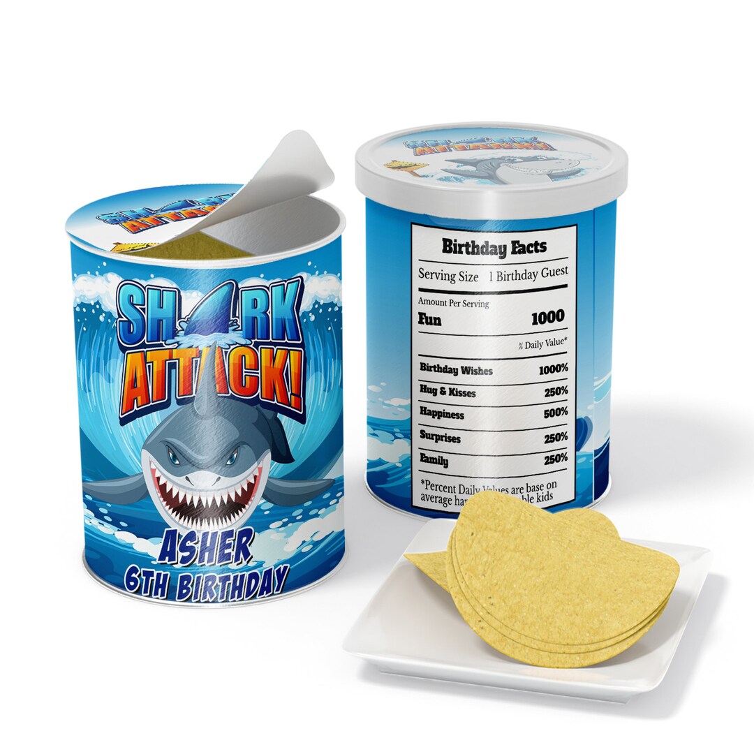 Shark Birthday Party Pringles Label | Under the Sea Theme (digital ...