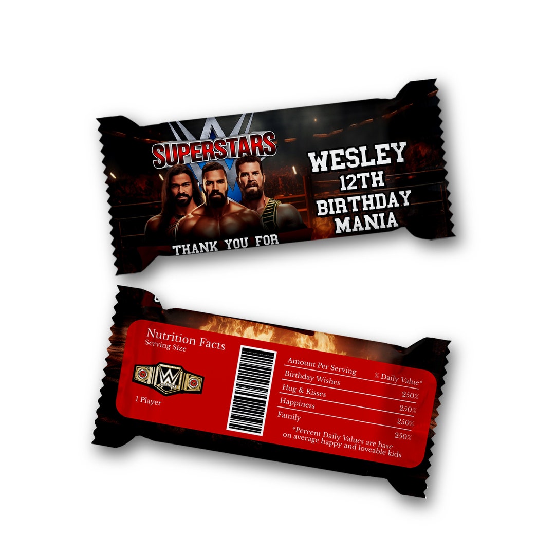 Printable Wrestle Mania Rice Krispies Label Smackdown Candy Bar Wrapper ...