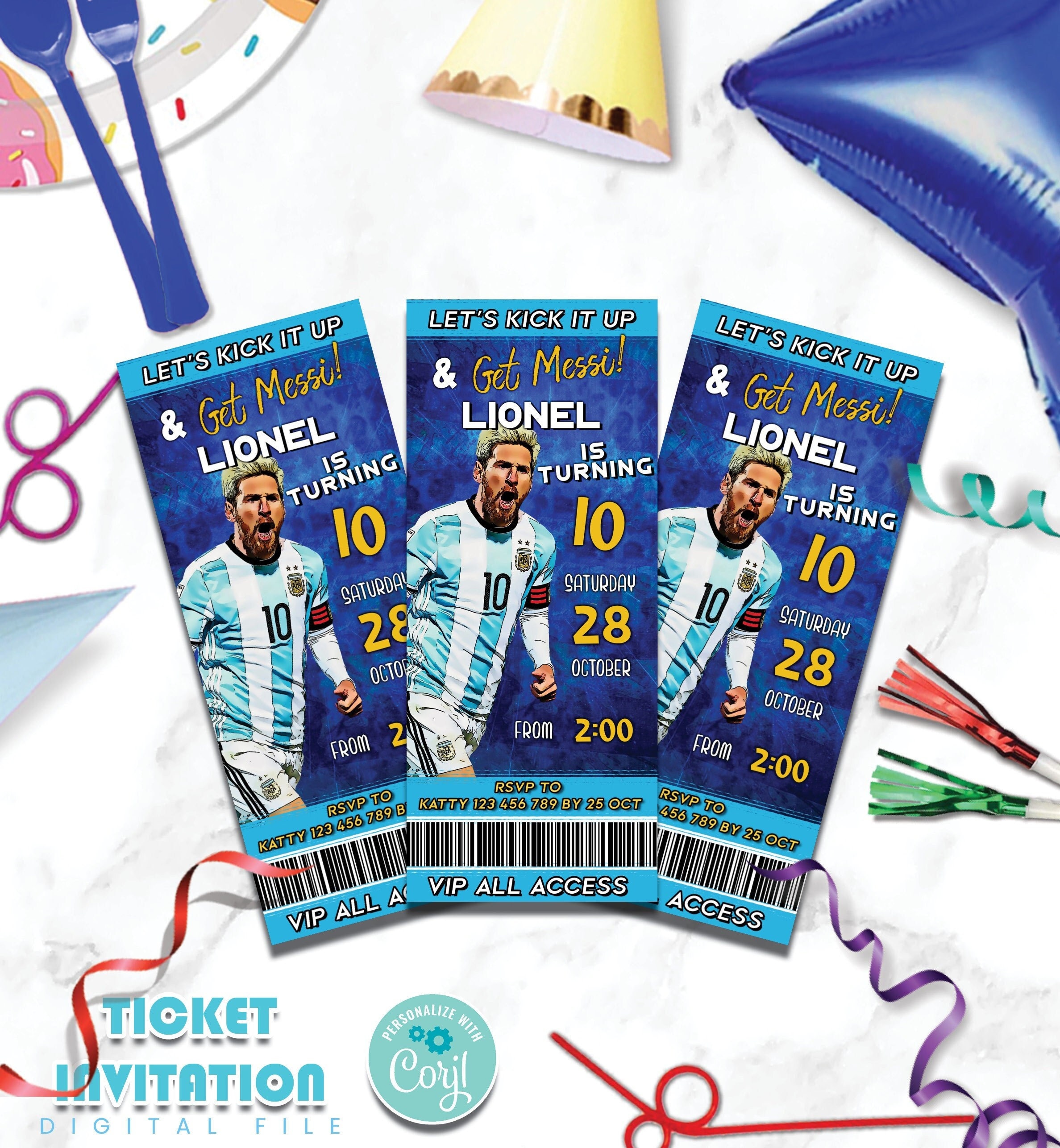 Invitación de cumpleaños de Messi imprimible / Invitación - Etsy México
