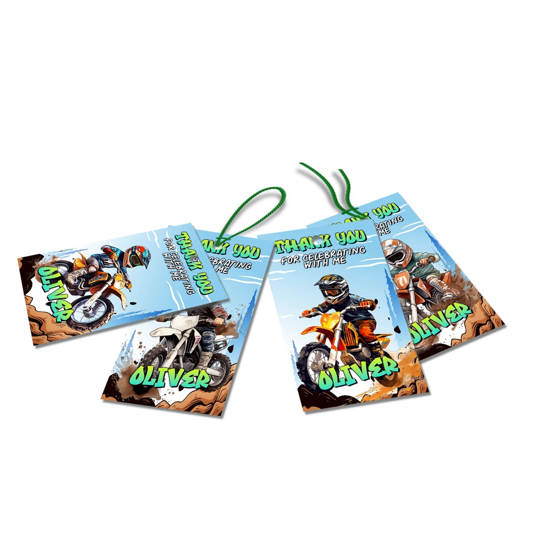 Digital Dirt Bike Favor Tag | Motor Cross Thank You Card | Mini ...