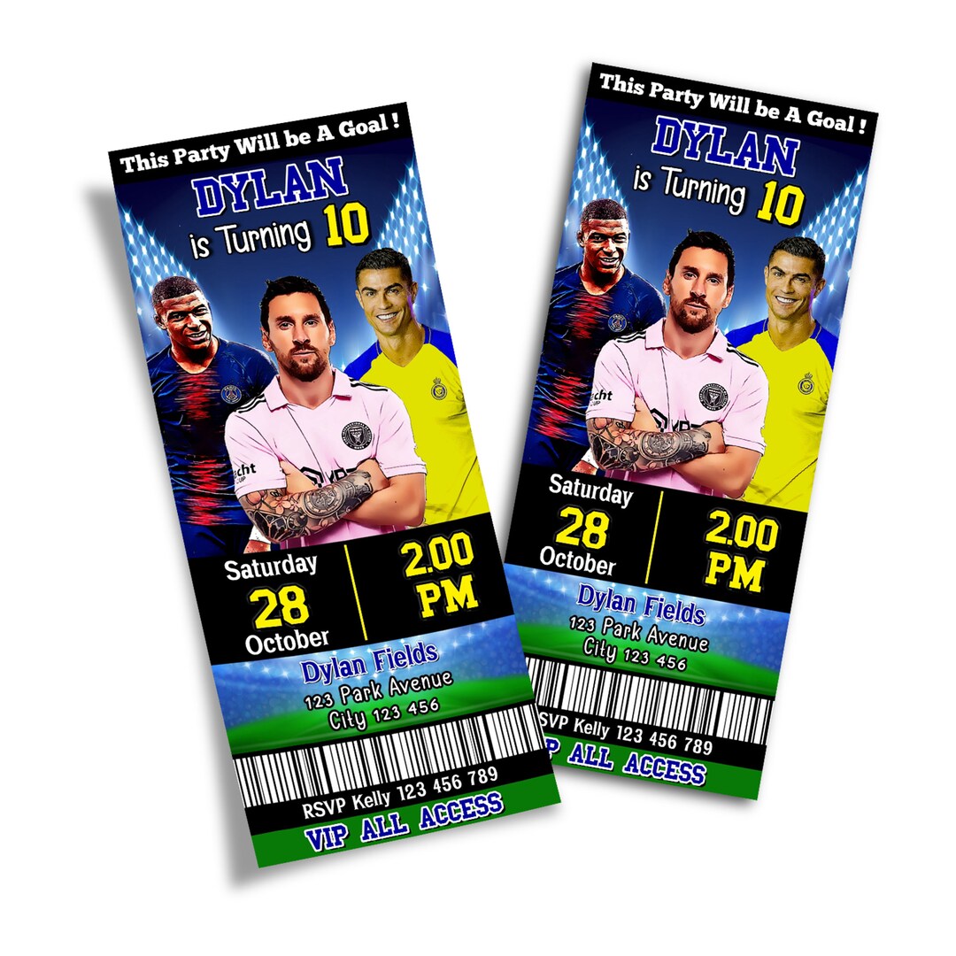 Soccer Star Ticket Birthday Invitation Soccer Player Birthday ...