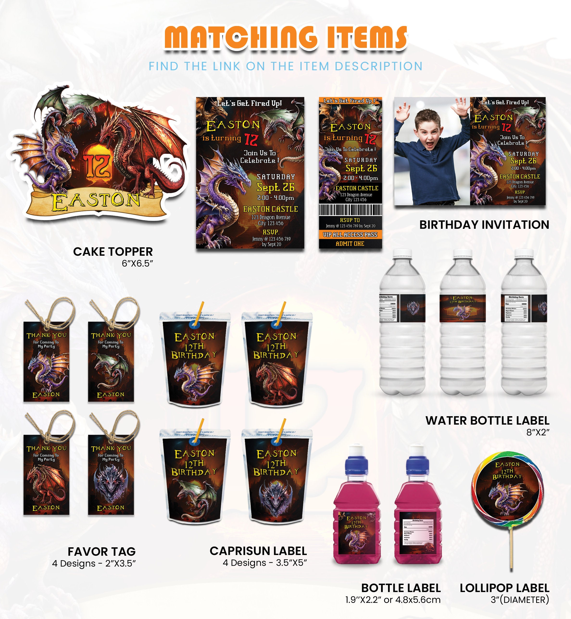 Printable Dragon Food Label | Birthday Party Decoration (instant ...