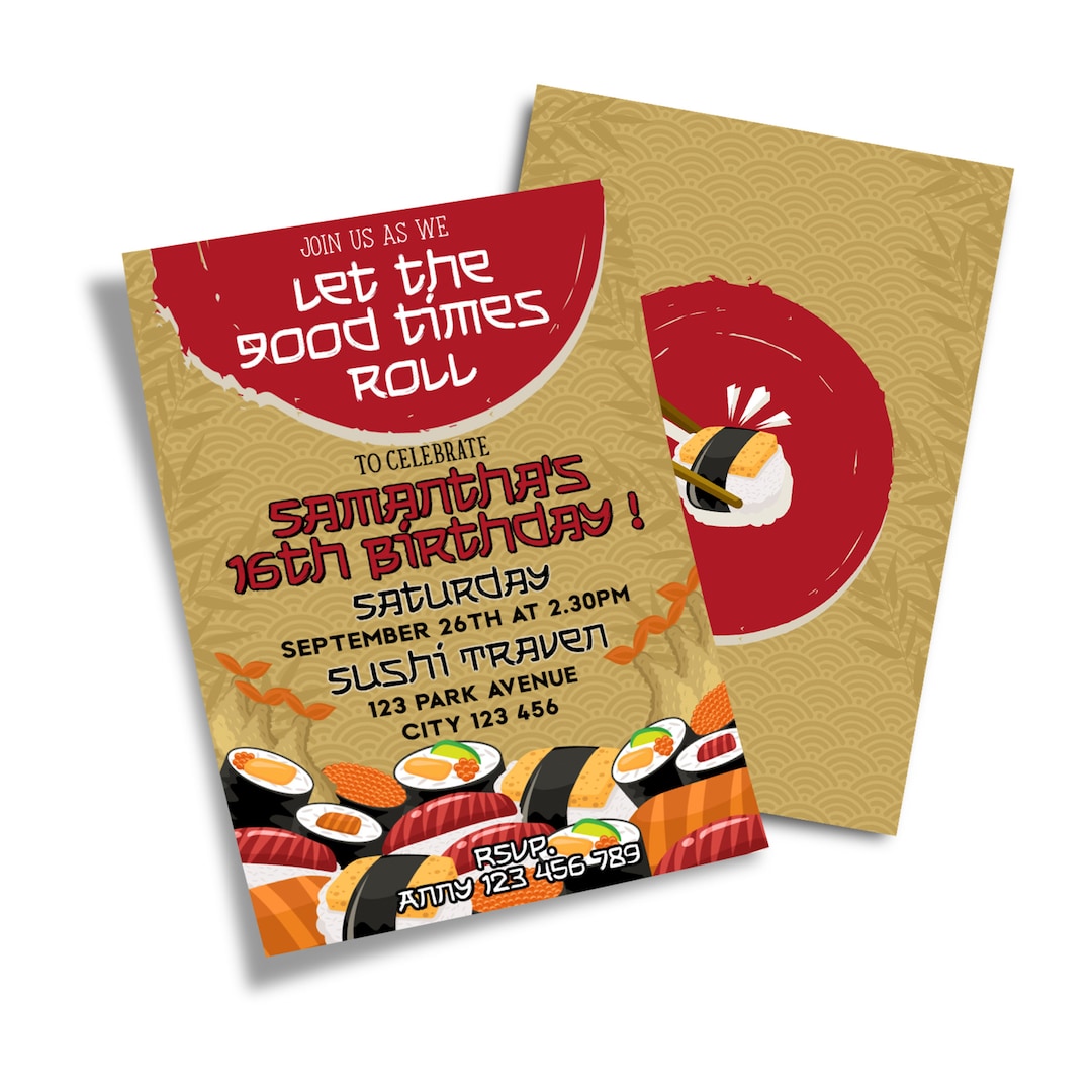 Printable Sushi Party Invitations Sushi Dinner Party Invitations Family ...