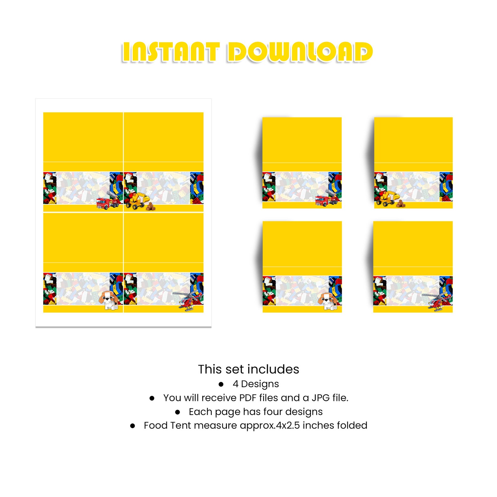 Printable Brick Food Tent | Building Block Food Label | Instant ...