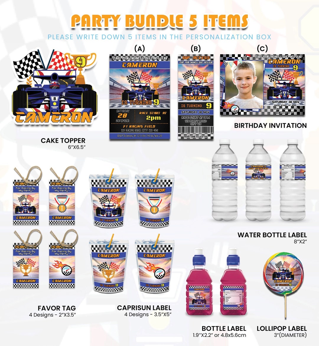 DIY Race Car Party Pack (5 Items) | Slot Car Birthday Bundle | Race ...