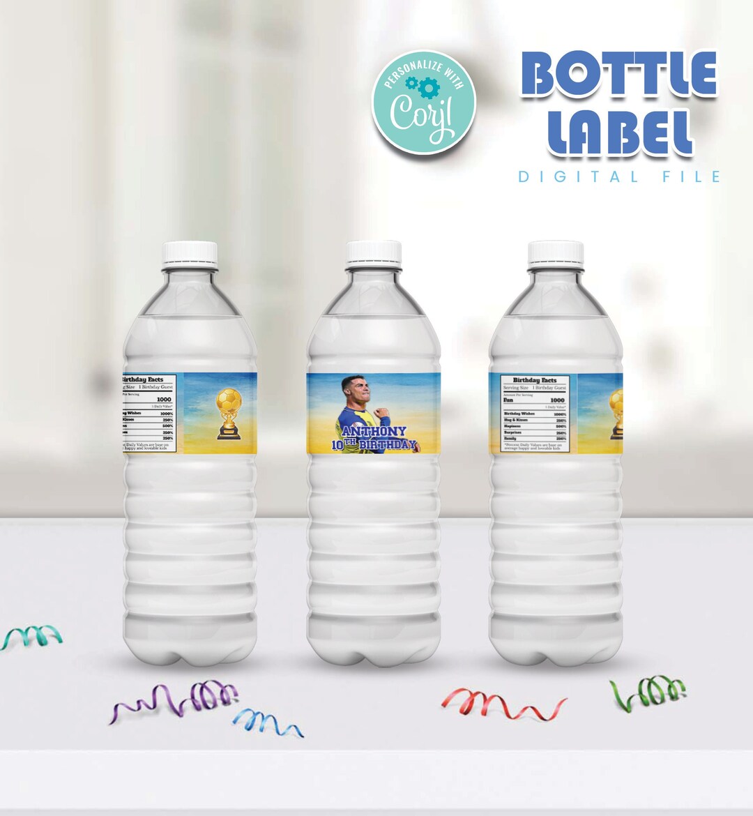 Printable Ronaldo Bottle Label Ronaldo Birthday Water Bottle - Etsy