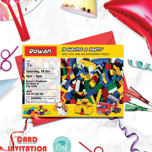 Building Blocks Invitation Editable Blocks Birthday Party - Etsy