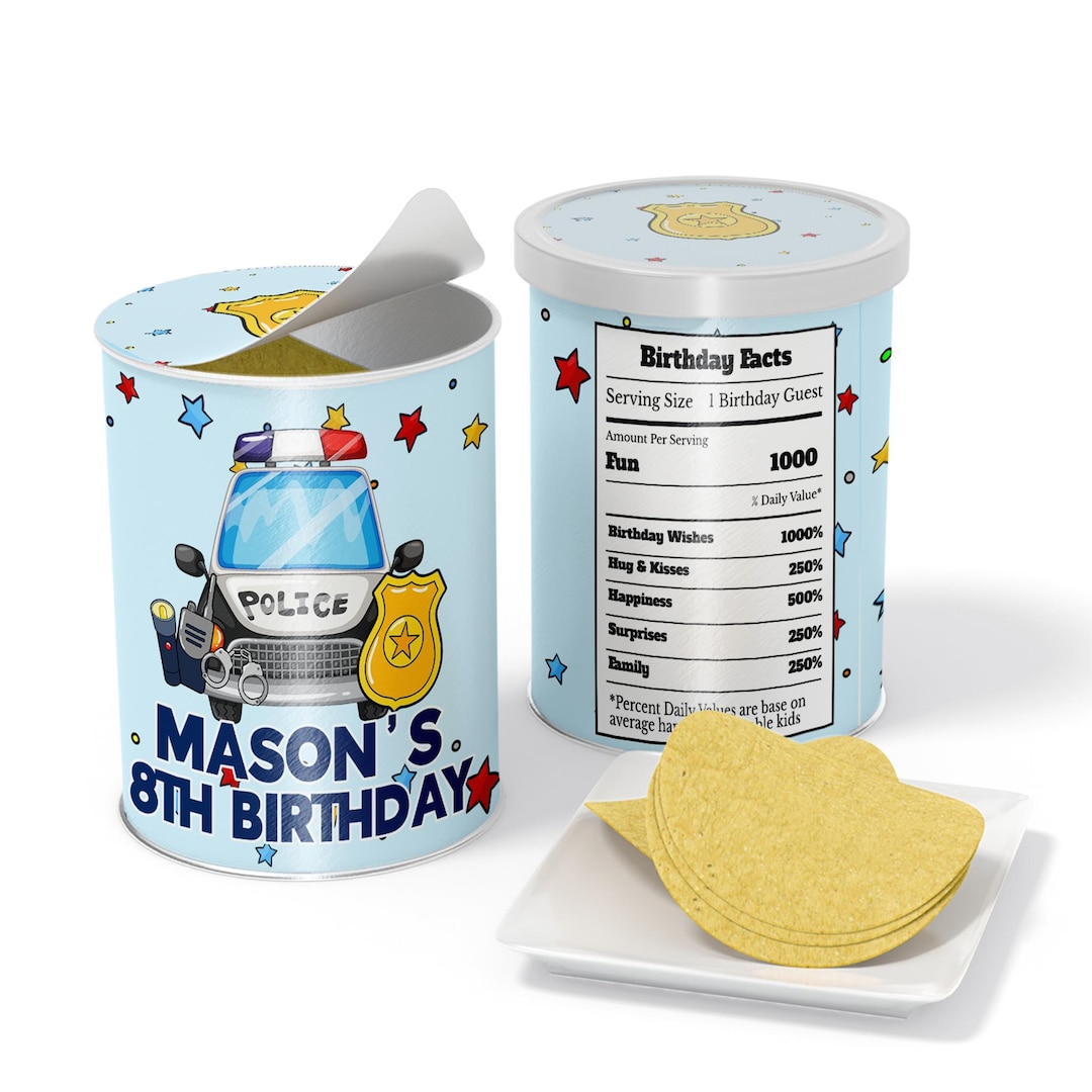 Personalized Police Car Small Pringles Label, Cop Chips Can Label ...