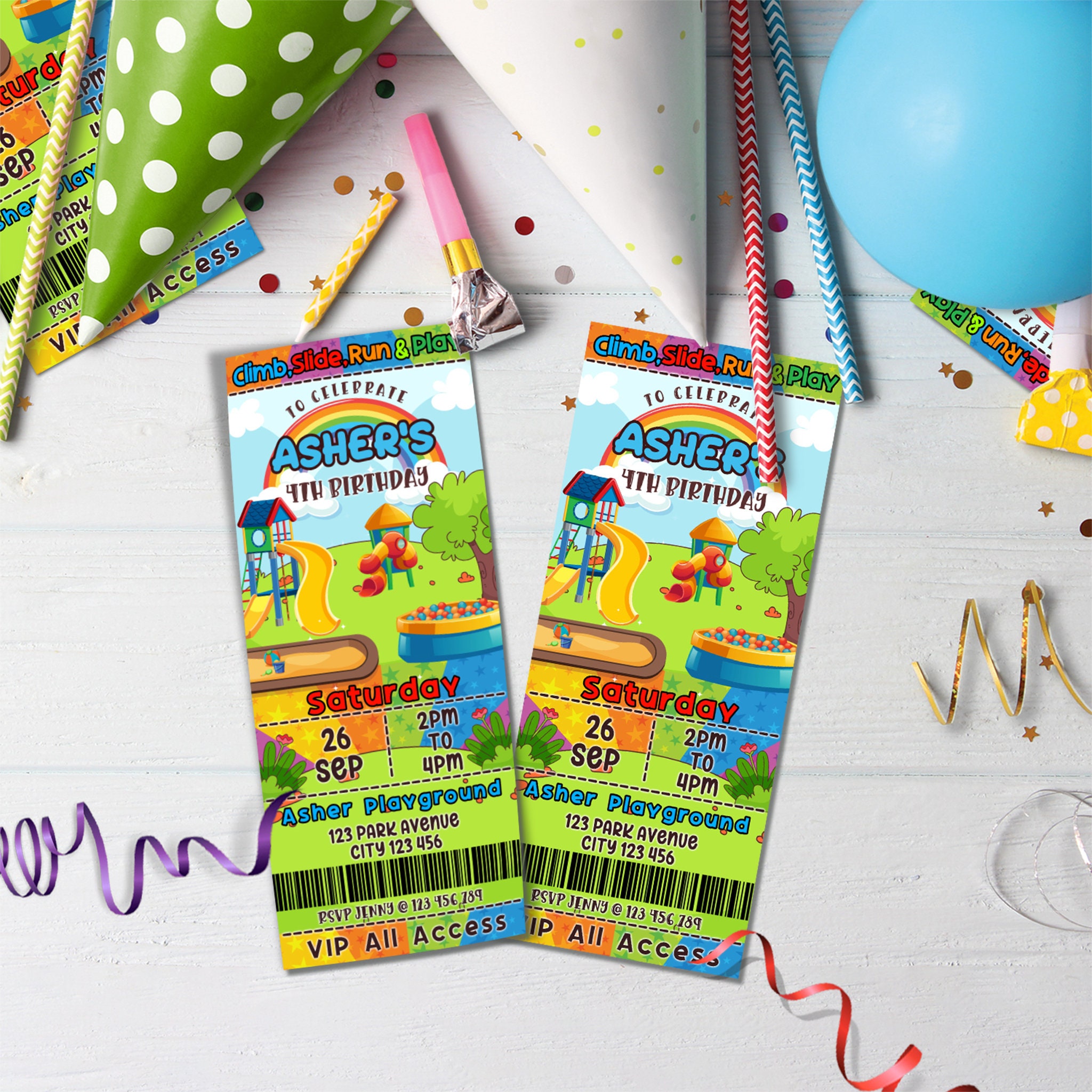 Editable Playground Invitation | Playground Ticket Invitation | Party ...