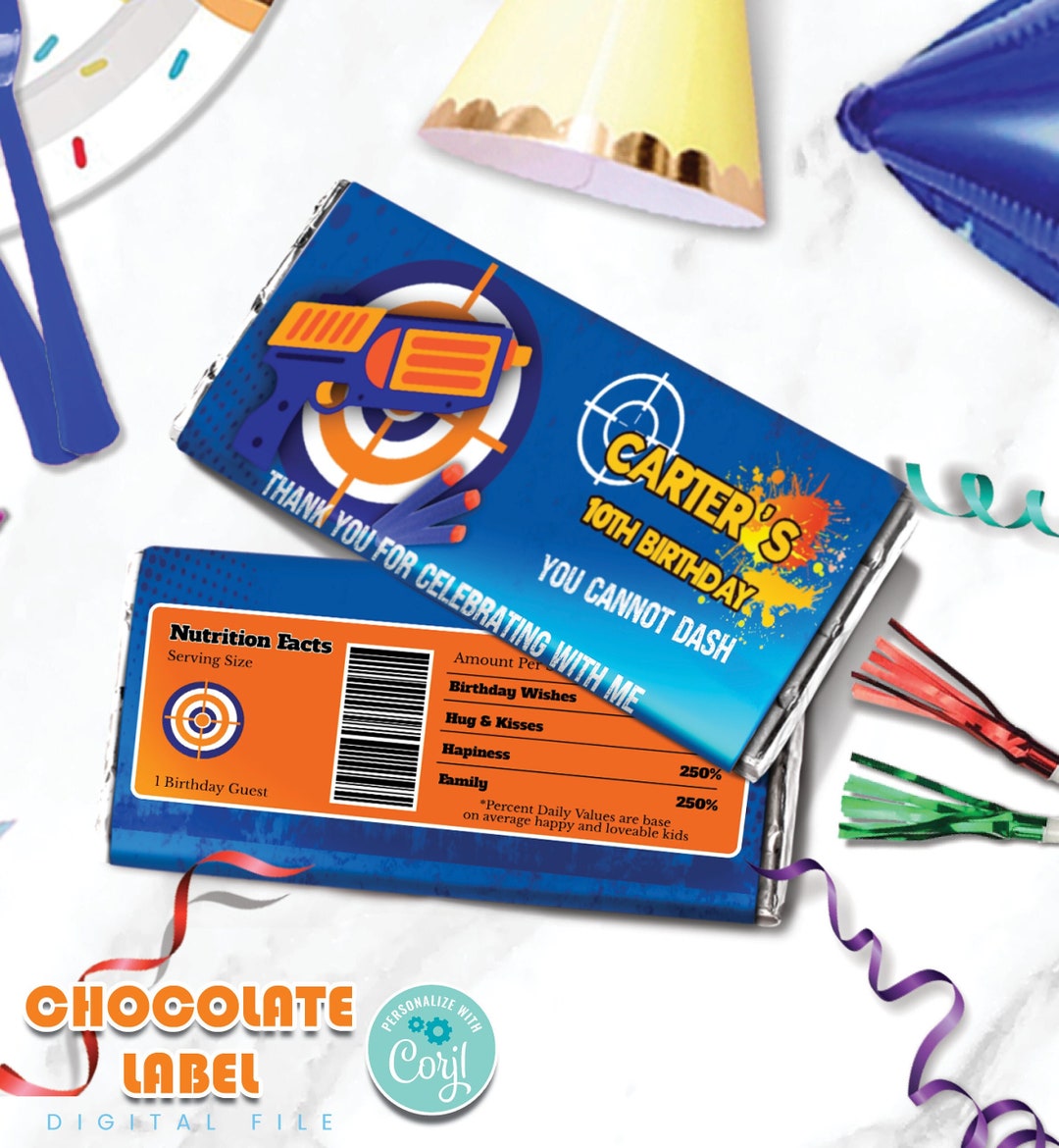 Printable Dart Gun Chocolate Label Dart War Chocolate - Etsy