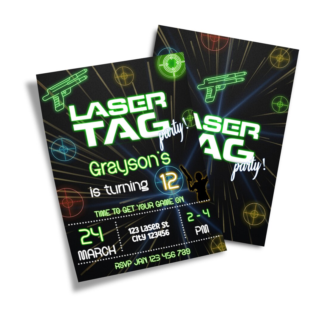 Laser Tag Birthday Invitation | Editable Corjl Template (digital) LT01 ...