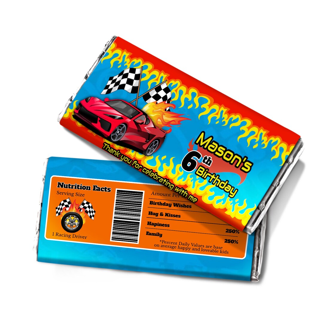 DIY Race Car Chocolate Label Racing Car Chocolate Wrapper Slot Racing ...