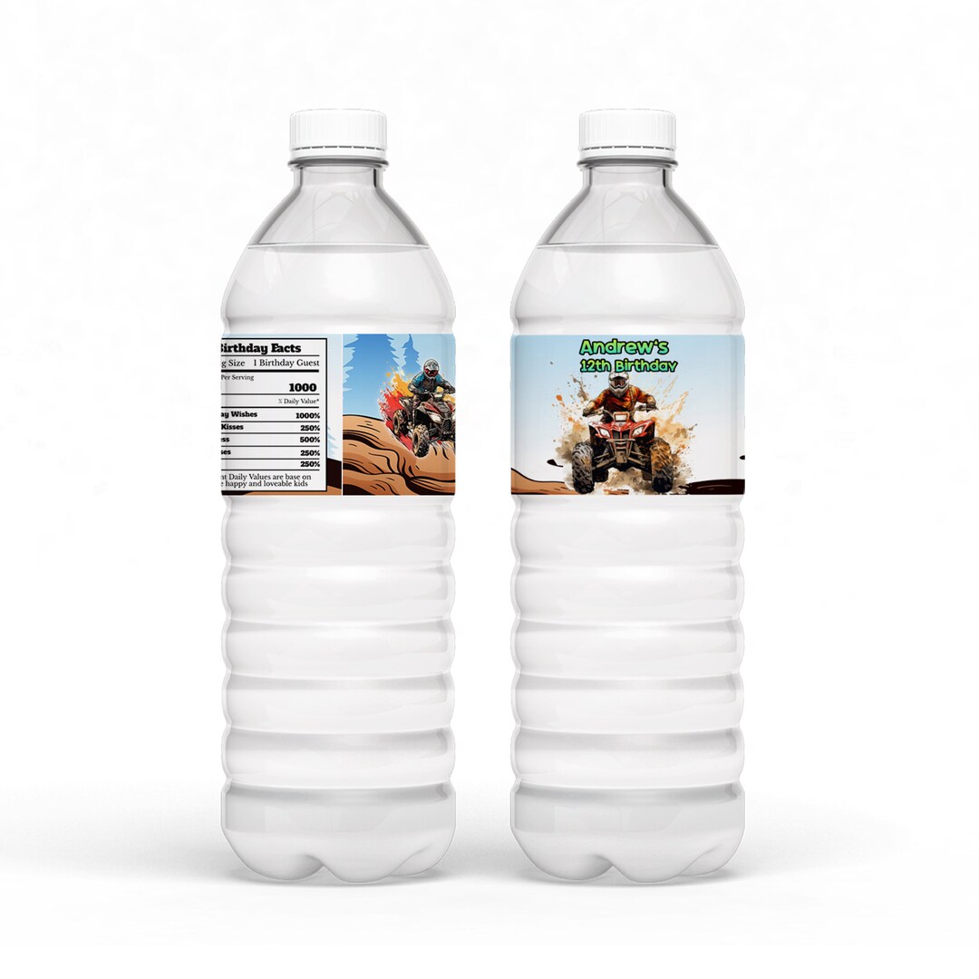 Printable Quad Bike Water Bottle Label 4 Wheeler Favor Party Motocross ...