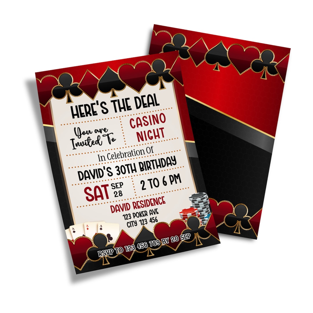 Editable Poker Party Invitation | Casino Party Invitations | Poker ...