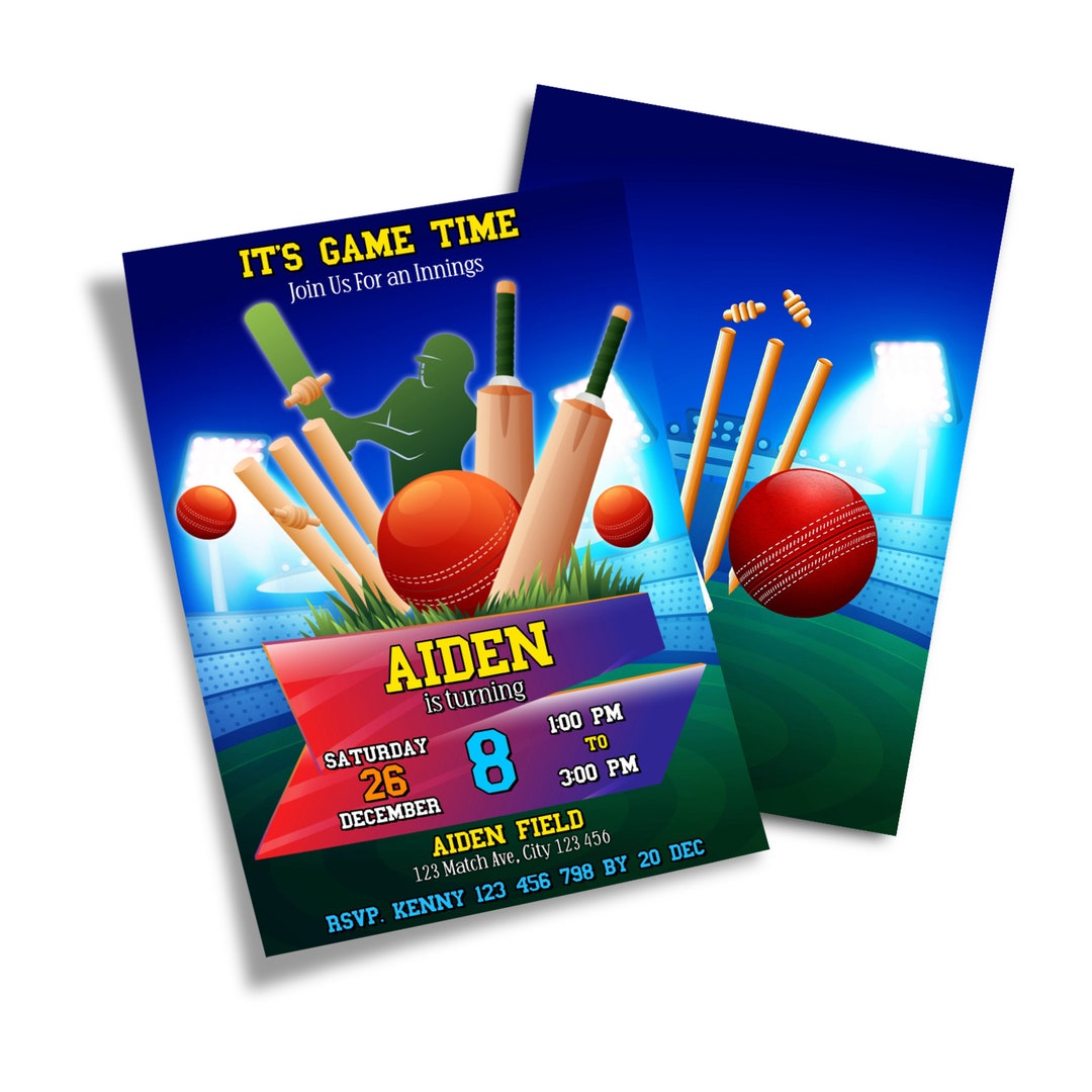 Printable Cricket Themed Birthday Invitation Cricket Birthday ...
