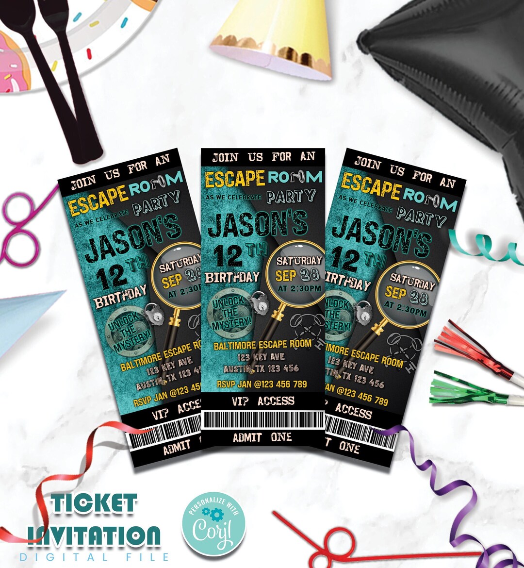 Escape Room Ticket Invitation Escape Room Ticket Birthday - Etsy
