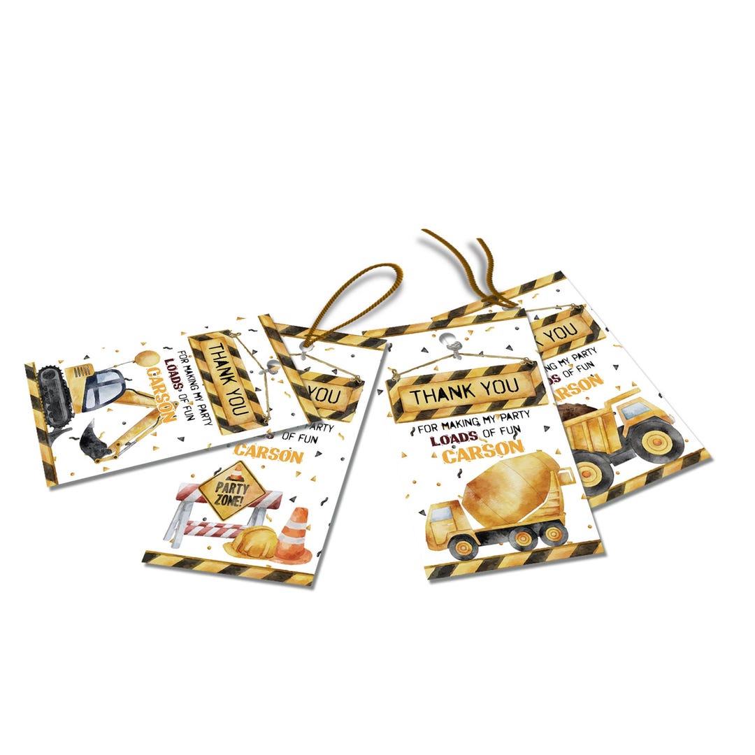 Editable Construction Favor Tag, Little Engineer Thank You Tag ...