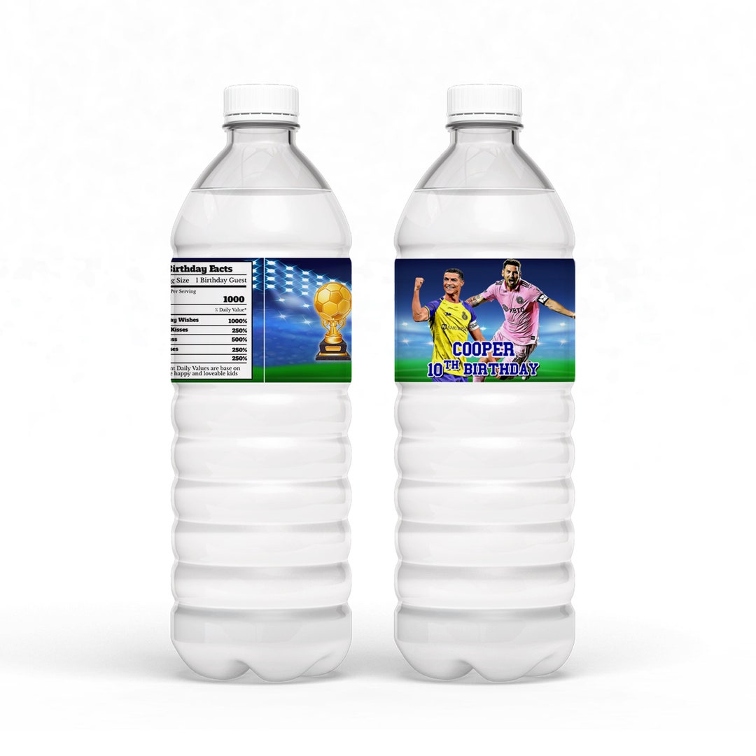 Messi Vs Ronaldo Bottle Label Messi & Ronaldo Theme Water Bottle ...