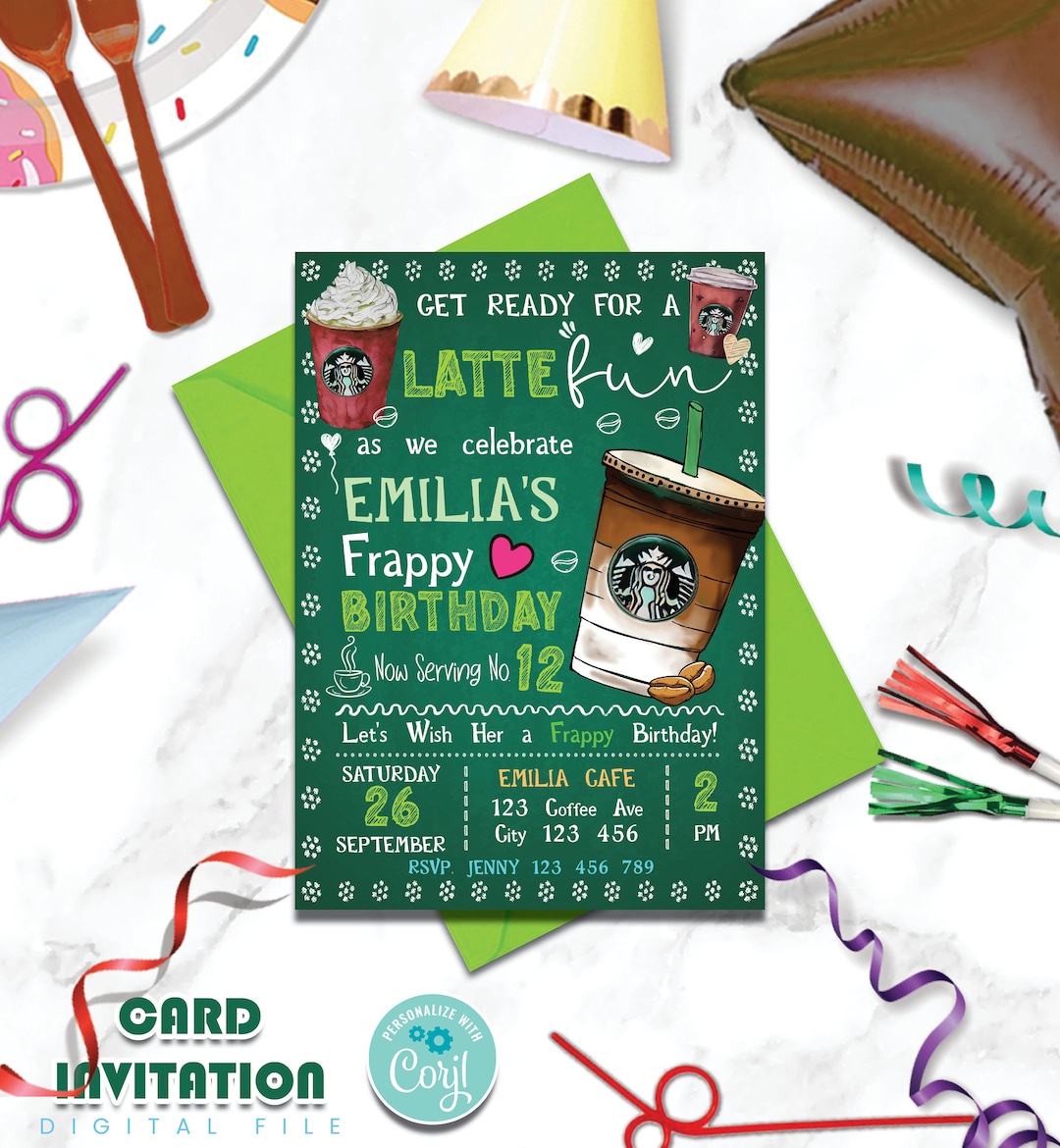 Invitación imprimible a la fiesta de cumpleaños de los amantes del café ...