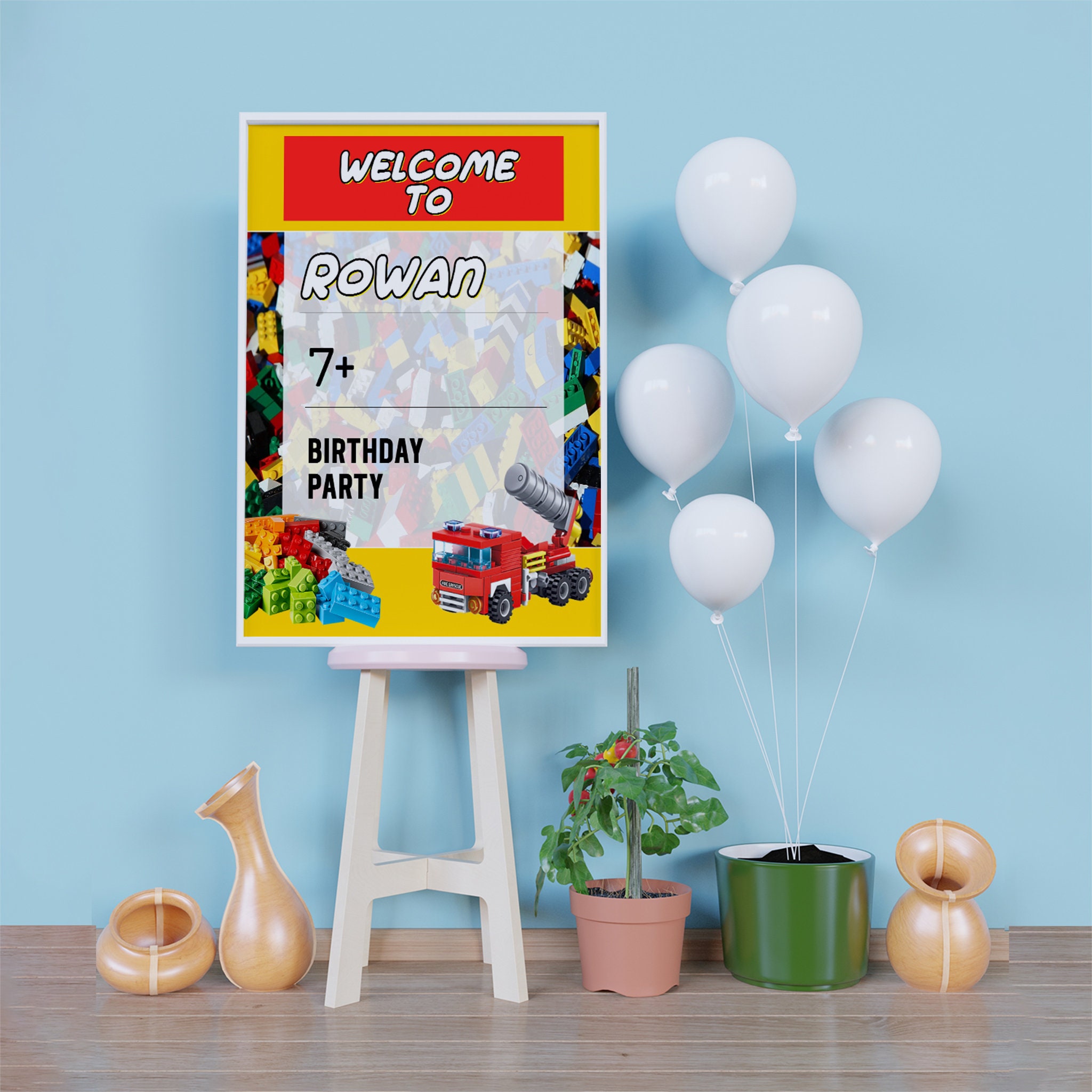 Brick Birthday Welcome Sign | Building Block Party (corjl Template ...