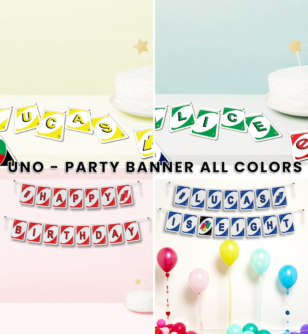 Printable Uno Bunting Uno Banner 4 Colors Set Uno Banner Uno Birthday ...