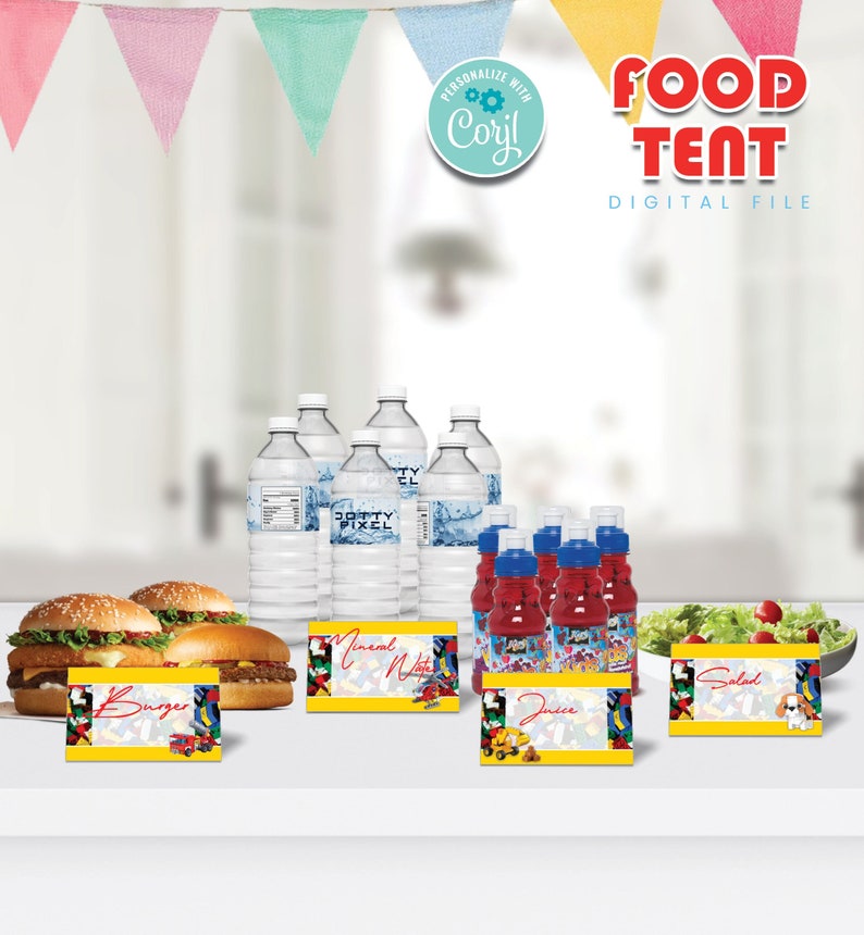 Printable Brick Food Tent Building Block Food Label - Etsy