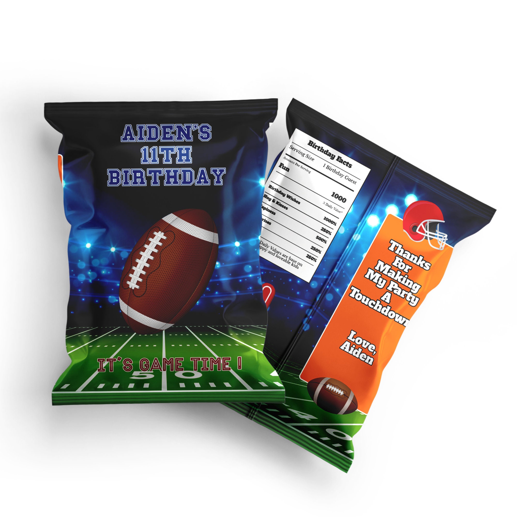 Printable Football Chips Bag Template | Football Snack Wrapper ...
