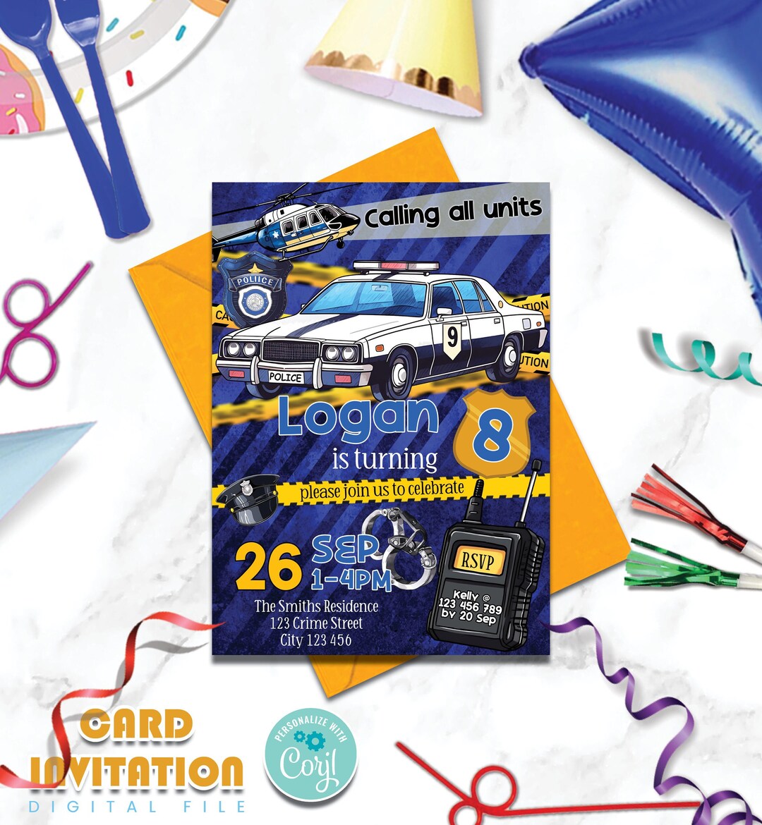 Printable Police Invitation Cop Birthday Invitations - Etsy